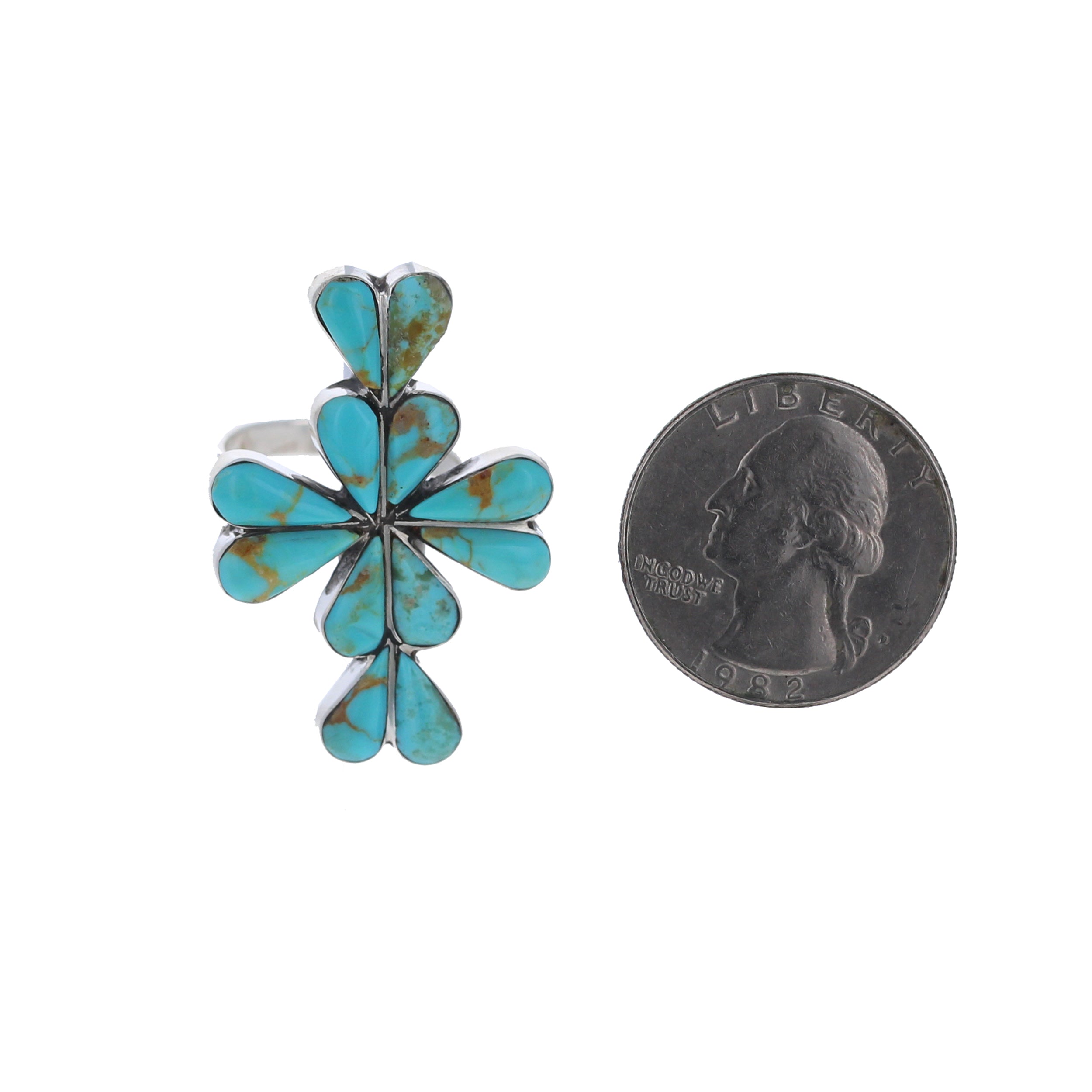 Mosaic Turquoise Cross Ring – Mayas Gems
